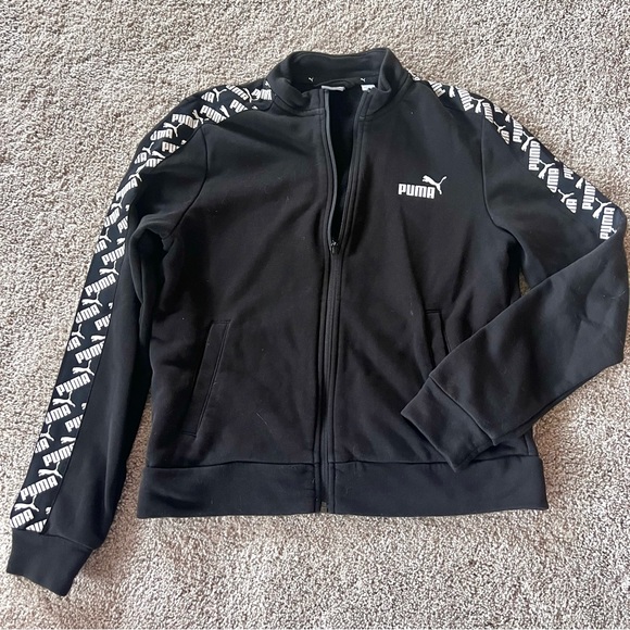 Puma | Sweaters | Puma Womens M Black Full Zip Logo Sweater | Poshmark
